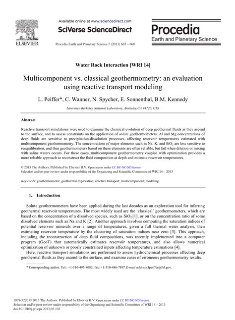 Pdf Multicomponent Vs Classical Geothermometry An Evaluation Using Reactive Transport Modeling