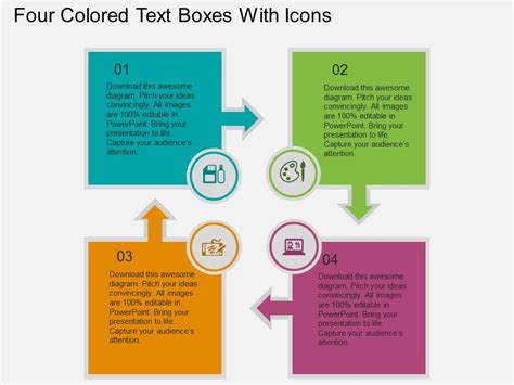 Gp Four Colored Text Boxes With Icons Flat Powerpoint Design PowerPoint Slide Template
