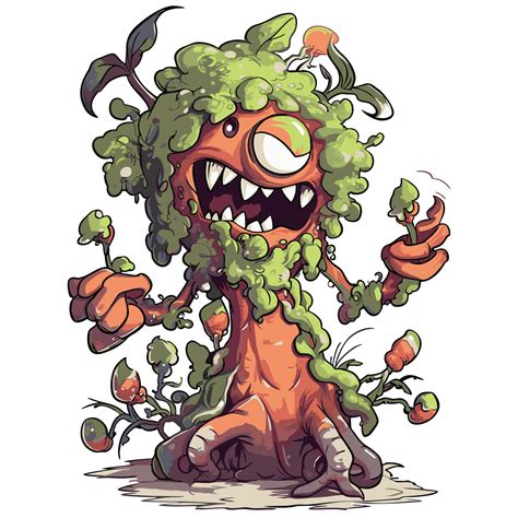 Cartoon Tree Monster Illustration For Tshirt Design PNG