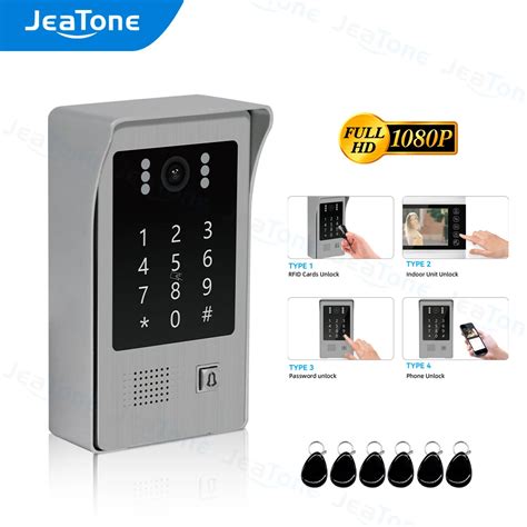 Jeatone 1080p Fhd 비디오 도어 폰 Rfid 카드 스위퍼 비밀번호 키패드 야외 통화 패널 스테이션 Ir 야간