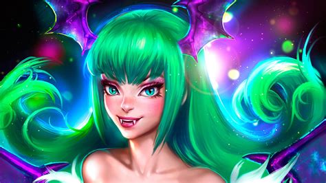 Скачать обои девушка лицо красота Morrigan Darkstalkers Morrigan