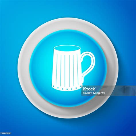 화이트 나무 맥주 머그잔 아이콘 파란색 배경에 고립 화이트 라인 블루 원형 버튼입니다 벡터 일러스트 레이 션 0명에 대한 스톡 벡터 아트 및 기타 이미지 Istock