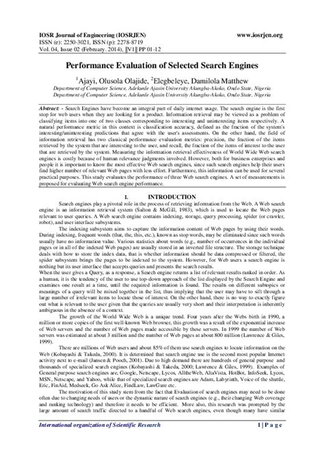 Pdf Iosr Journal Of Engineering Iosrjen Performance Evaluation Of