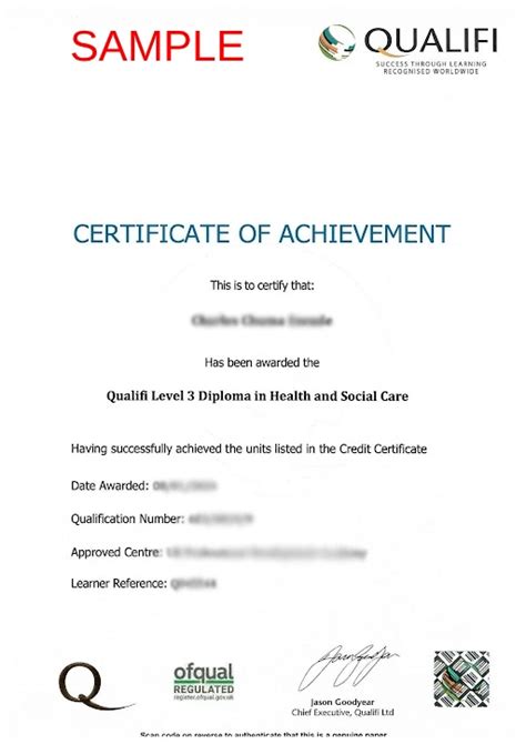 Qualification Certificate Sample Uk Professional Development Academy