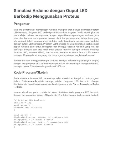Pmm 01 Simulasi Arduino Dengan Ouput Led Berkedip Menggunakan