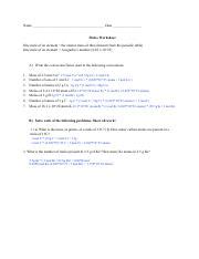 Moles Worksheet Pdf Name Date Moles Worksheet One Mole Of An Element The Atomic Mass Of