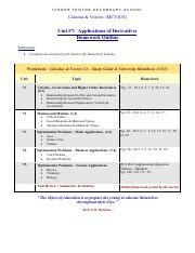 Calculus Vectors Unit Applications Of Derivatives Homework Course Hero