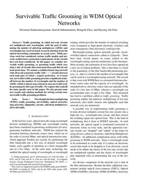 Pdf Survivable Traffic Grooming In Wdm Ring Networks