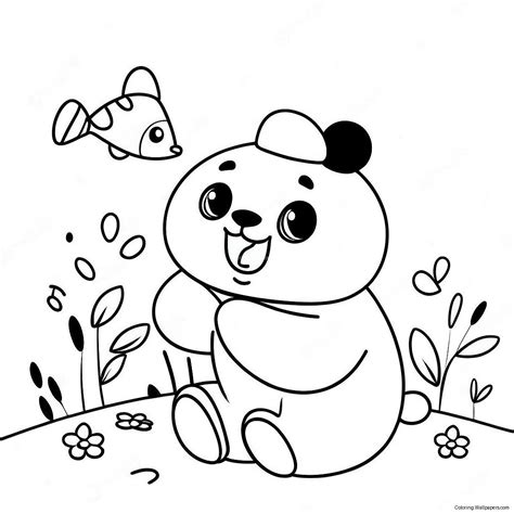 Cute Mimi Panda Playing With Friends Coloring Page 17131 13513