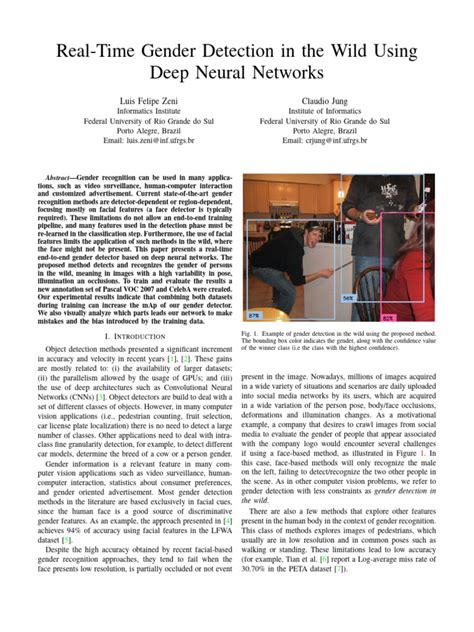 Real Time Gender Detection In The Wild Using Pdf
