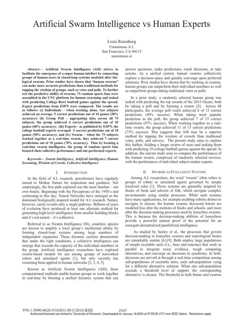 Artificial Swarm Intelligence Vs Human Experts Pdf Artificial Intelligence Intelligence