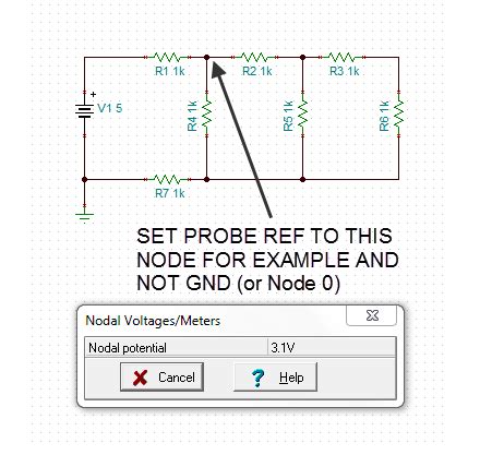 TINA Spice TINA TI How To Change Probe Reference Point Simulation Hardware System