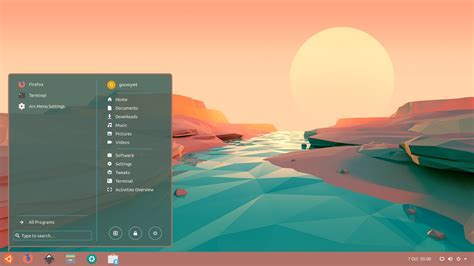 GNOME Sunset Valley Arc Menu Dash To Panel R Gnome