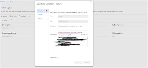Azure Devops Team Services Pick List Custom Field Limit Stack Overflow
