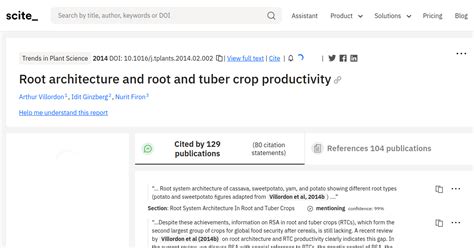 [citation Report] Root Architecture And Root And Tuber Crop Productivity