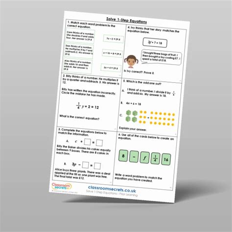 Year 6 Solve 2 Step Equations Prior Learning Resource Classroom Secrets