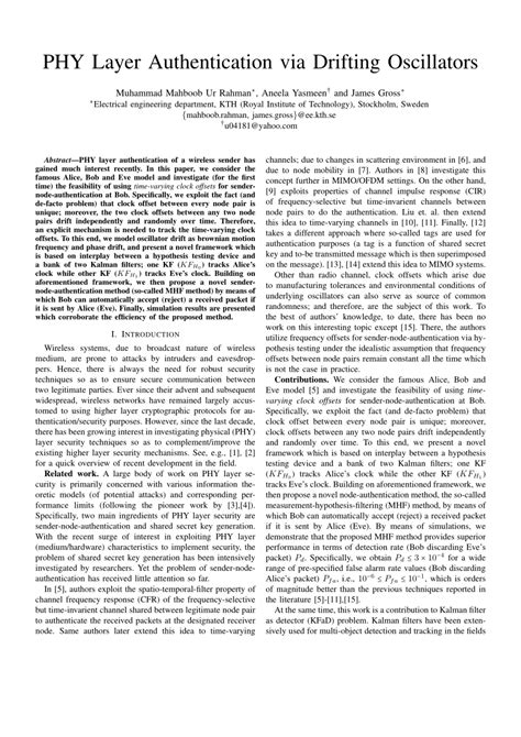 Pdf Phy Layer Authentication Via Drifting Oscillators