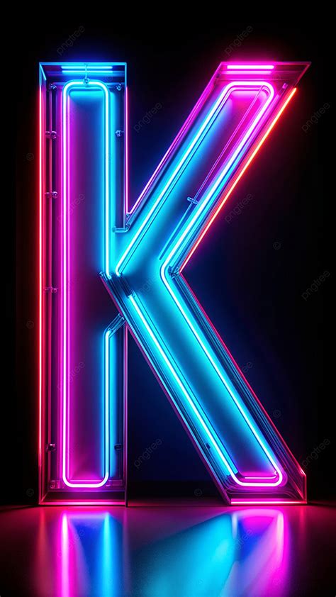검정색 배경 모바일 배경화면이 있는 네온 글로우 효과의 알파벳 문자 K 배경 화면 및 일러스트 무료 다운로드 Pngtree