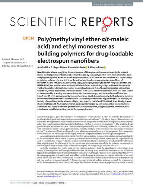 Pdf Poly Methyl Vinyl Ether Alt Maleic Acid And Ethyl Monoester As