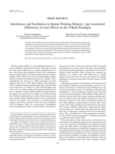 Pdf Interference And Facilitation In Spatial Working Memory Age Associated Differences In