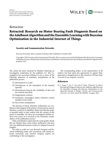 Pdf Retracted Research On Motor Bearing Fault Diagnosis Based On The