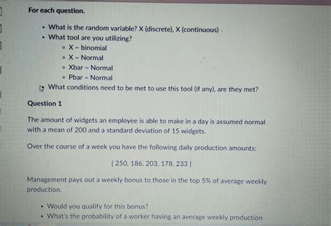 Solved For Each Question What Is The Random Variable X Chegg