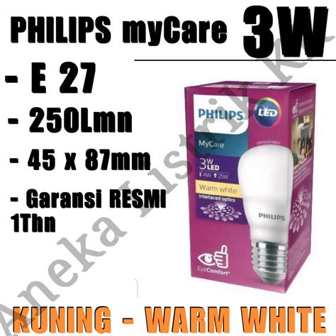 Jual PHILIPS LED BULB 3W 3 W Watt E27 KUNING 3000K 220V 3Watt Warm White Shopee Indonesia