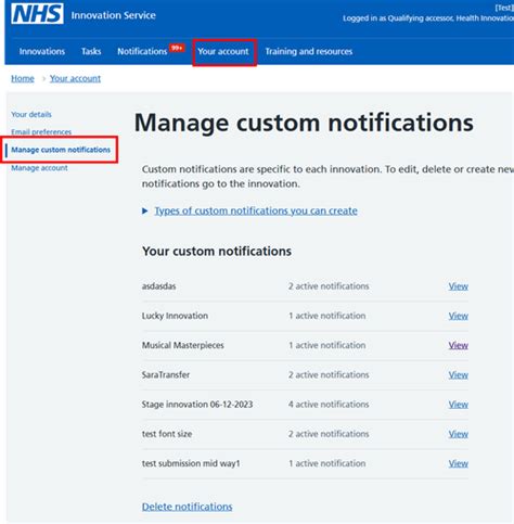 Creating Custom Notifications Innovation Service