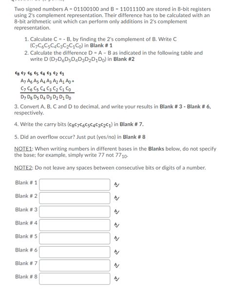 Solved Two Signed Numbers A 01100100 And B 11011100 Are Chegg Com