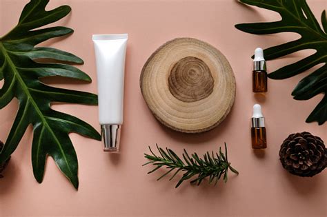 천연 화장품 크림 혈 청 스킨케어 빈 병 잎 나물 나무 포장 바이오 유기 Productbeauty 및 스파 개념입니다 개념에 대한 스톡 사진 및 기타 이미지 Istock