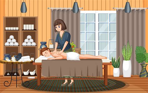 Woman Gets Massage In Spa Vector Art At Vecteezy