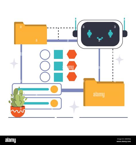 Feature Categorization Concept An Adorable Bot Analyzes Data For