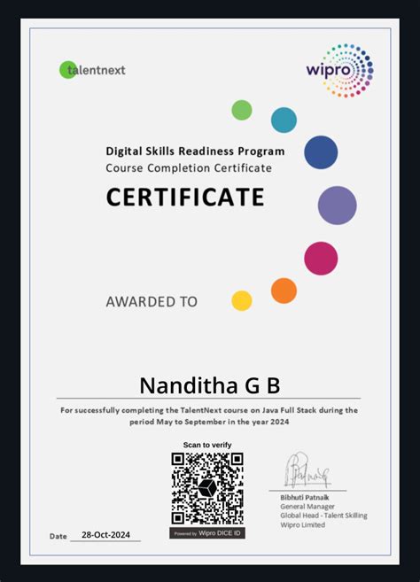 Nanditha G B On Linkedin Java Wipro Talentnext