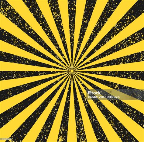 원활한 그런 지 보안 노란색 블랙 대각선 태양 버스트 스트라이프 안전 위험 징후 경고 주의 기호입니다 흰색 배경에 격리 0명에 대한 스톡 벡터 아트 및 기타 이미지 Istock