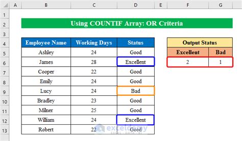 How To Use The Countif Function With An Array Criteria In Excel
