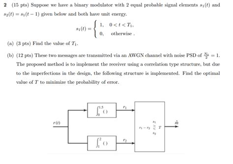 2 15 Pts Suppose We Have A Binary Modulator With 2