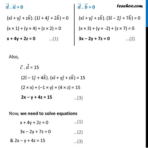 Misc Find Vector D Perpendicular To A B And C D