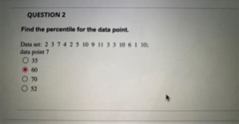 Solved Find The Percentile For The Data Point Data Set