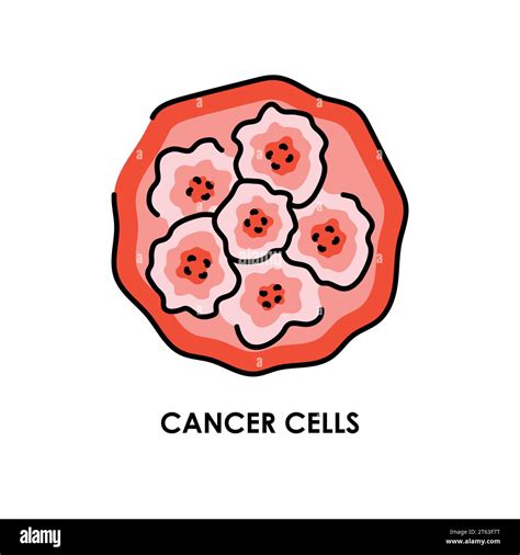 Cancer Cell Color Line Icon Microorganisms Microbes Bacteria Vector Isolated Element