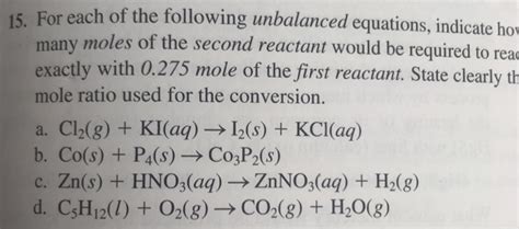 Solved For Each Of The Following Unbalanced Equations