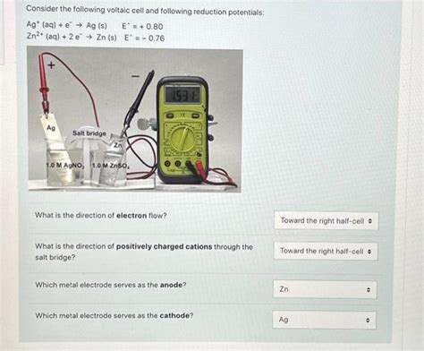 Solved Consider The Following Voltaic Cell And Following
