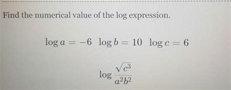 Solved Find The Numerical Value Of The Log Expression Log Chegg Com