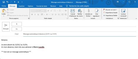 Outlook Mettre Un Message Dabsence