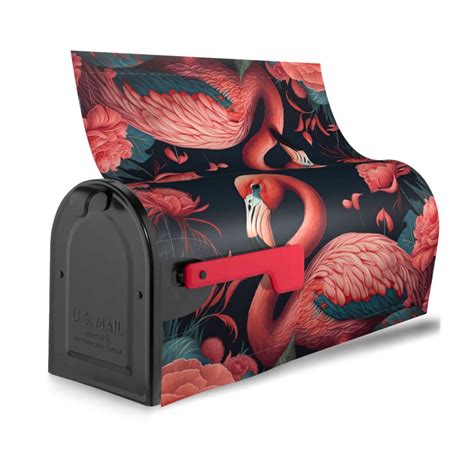 Bingfone Colorful Floral Flamingo Magnetic Mailbox Cover Standard Size