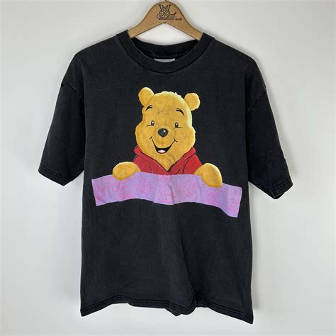 Vintage 1990s Disney Winnie The Pooh Black Faded Shirt Gem