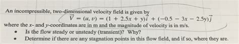 solved an incompressible two dimensional velocity field is