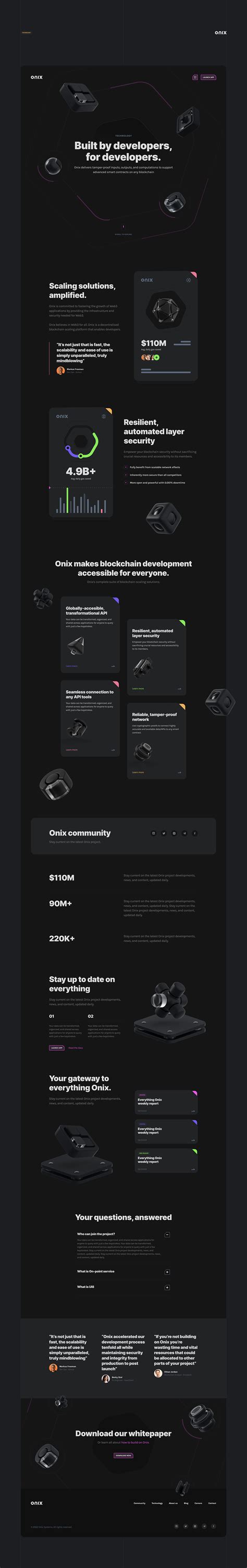 onix blockchain landing page design ui kit behance