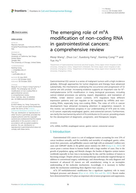pdf the emerging role of m6a modification of non coding rna in
