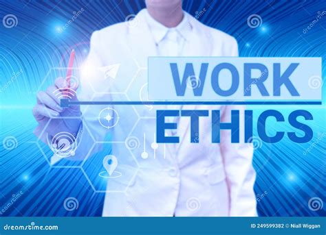 Writing Displaying Text Work Ethics Word Written On A Set Of Values Centered On The Importance