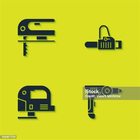 전기 퍼즐 드릴 머신 및 전기톱 아이콘을 설정합니다 벡터 가솔린에 대한 스톡 벡터 아트 및 기타 이미지 가솔린 건설 기계류 건설 산업 Istock